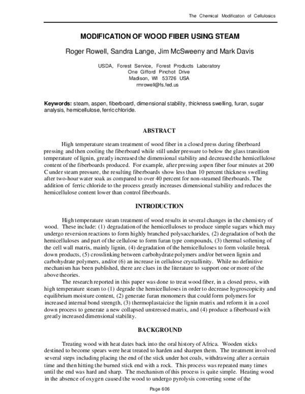 (PDF) Modification of Wood Fiber Using Steam