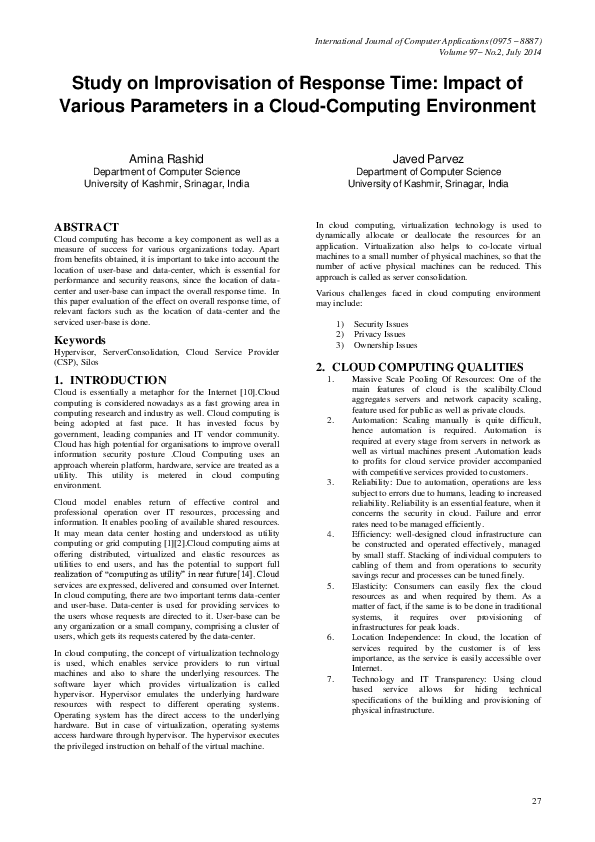 (PDF) Study on Improvisation of Response Time: Impact of Various ...