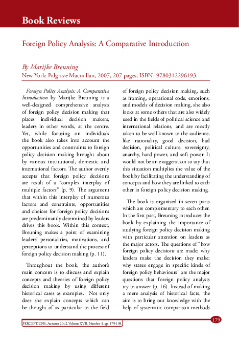 (PDF) Foreign Policy Analysis: A Comparative Introduction