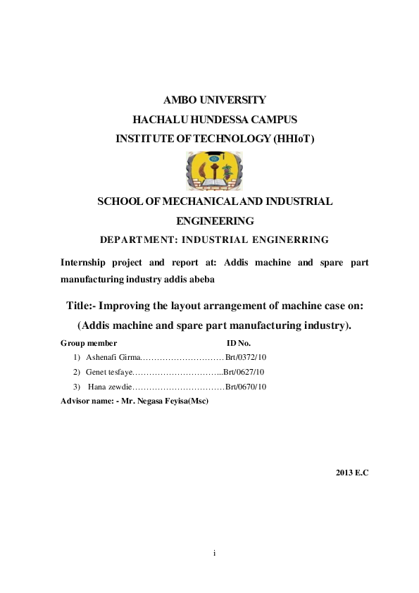 (PDF) Internship-project and report, Ambo university