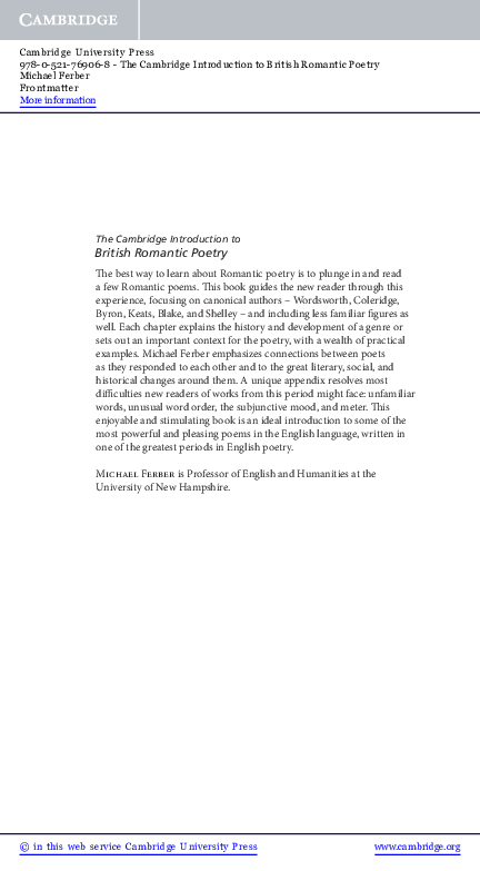 (PDF) The Cambridge Introduction to British Romantic Poetry