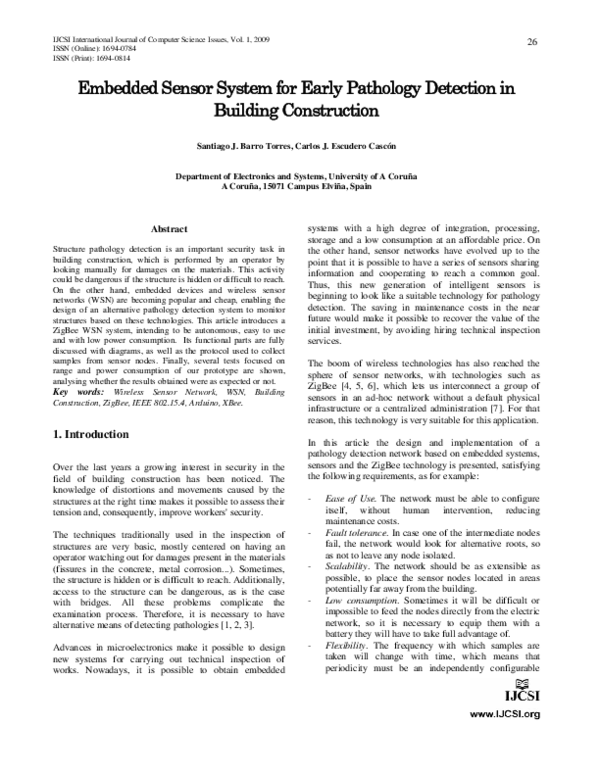 (PDF) Embedded Sensor System for Early Pathology Detection in Building Construction