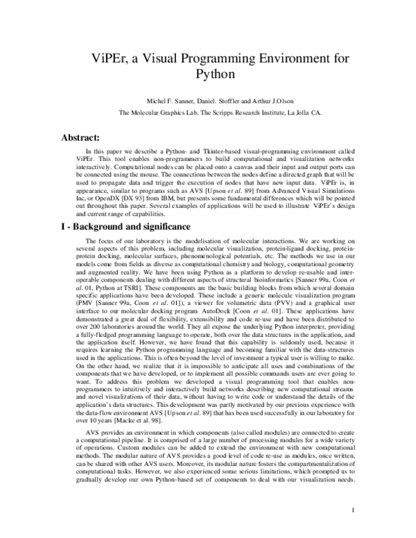 (PDF) ViPEr, a visual programming environment for Python
