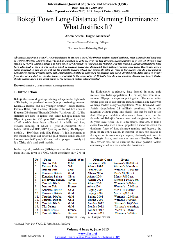 (PDF) Bokoji Town Long-Distance Running Dominance : What Justifies It