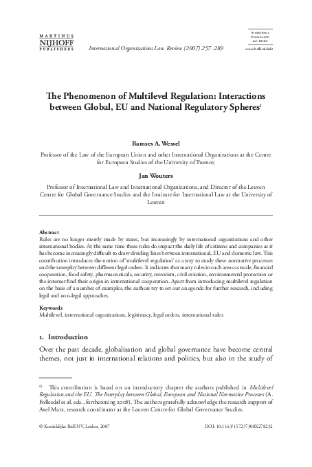 (PDF) The Phenomenon of Multilevel Regulation: Interactions between ...