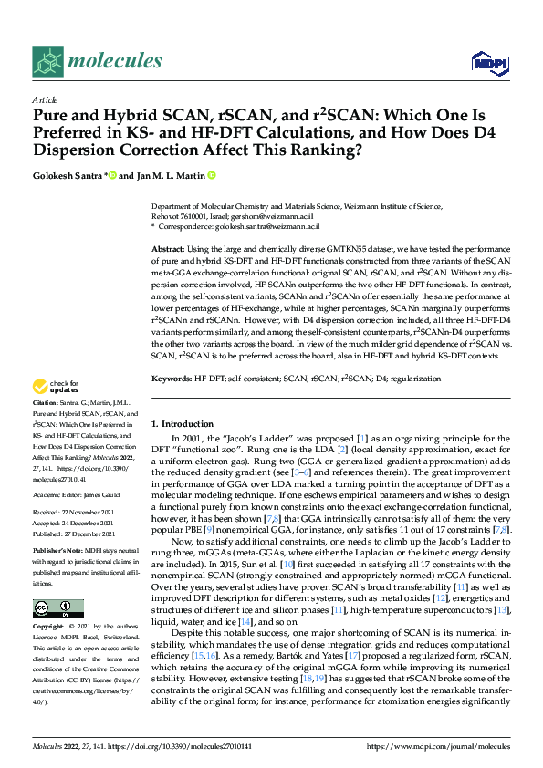 (PDF) Pure and Hybrid SCAN, rSCAN, and r 2 SCAN: Which One Is Preferred in KS-and HF-DFT ...