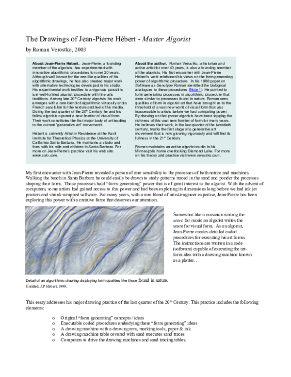 (PDF) The Drawings of Jean-Pierre Hébert-Master Algorist