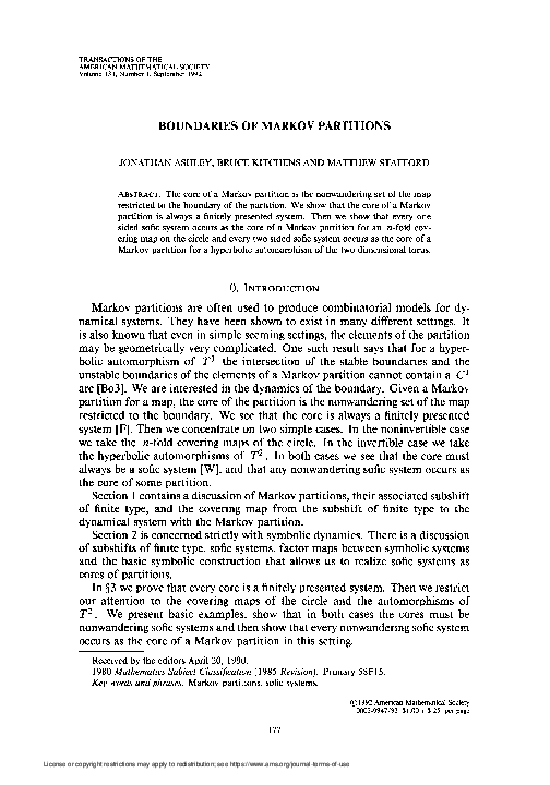 (PDF) Boundaries of Markov partitions