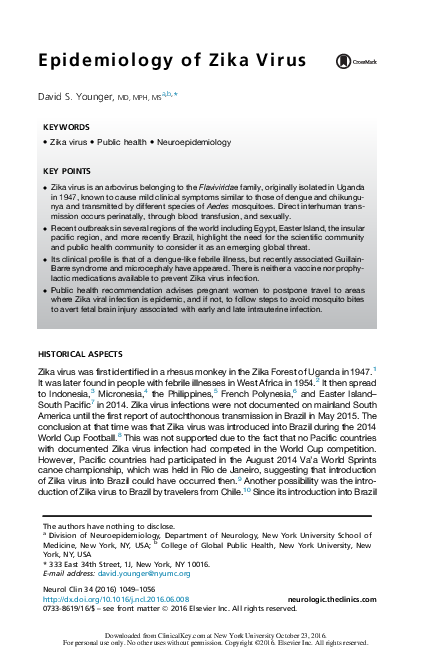 (PDF) Epidemiology of Zika Virus