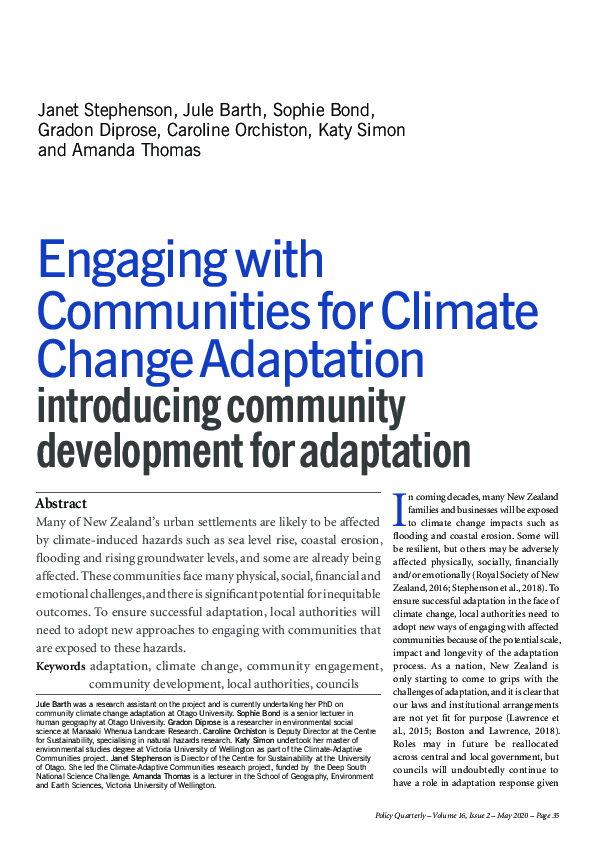 (PDF) Engaging with communities for climate change adaptation ...