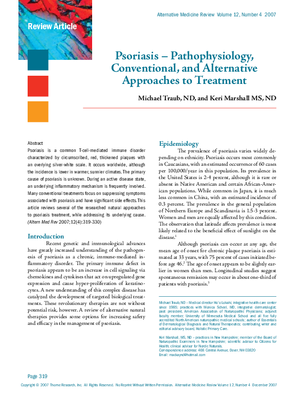 (PDF) Psoriasis--pathophysiology, conventional, and alternative ...
