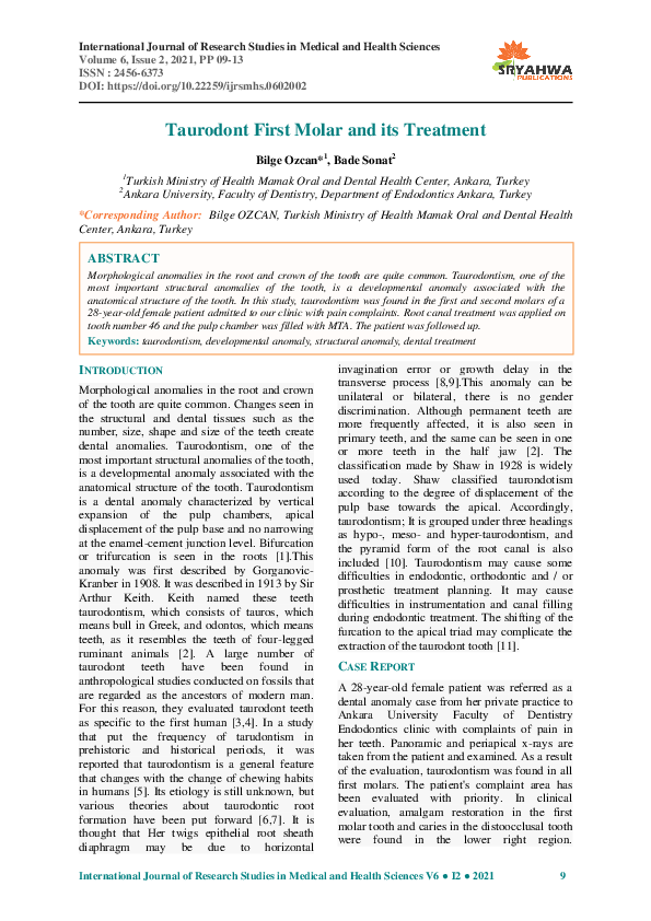(PDF) Taurodont First Molar and its Treatment