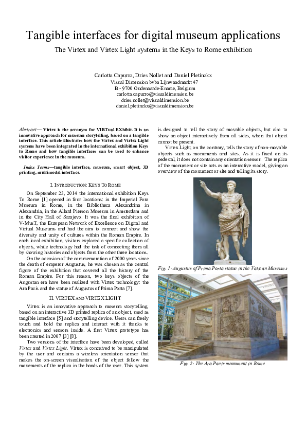 (PDF) Tangible interfaces for digital museum applications