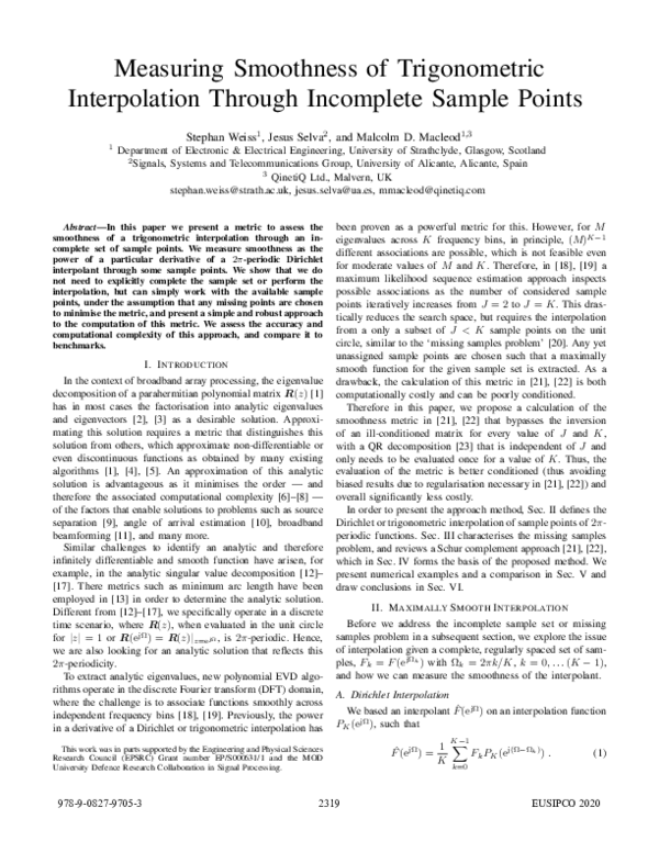 (PDF) Measuring Smoothness of Trigonometric Interpolation Through Incomplete Sample Points