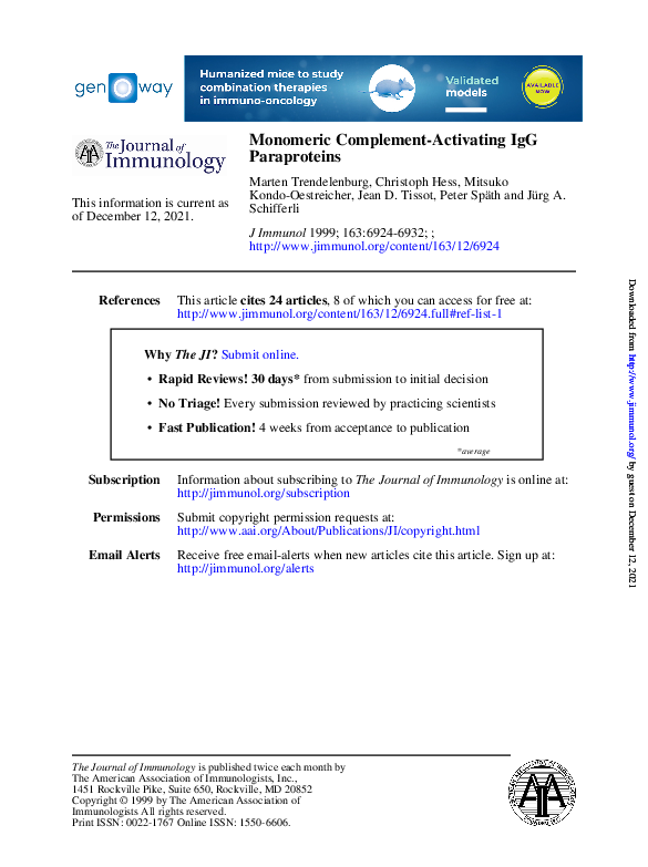 (PDF) Paraproteins Monomeric Complement-Activating IgG