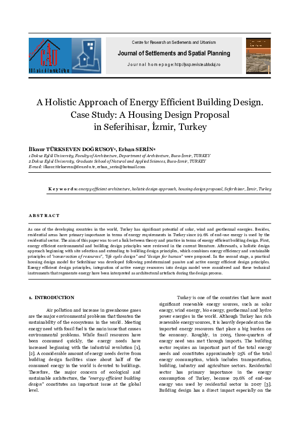 (PDF) A Holistic Approach of Energy Efficient Building Design . Case ...