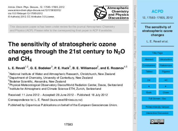 (PDF) The sensitivity of stratospheric ozone changes through the 21st ...