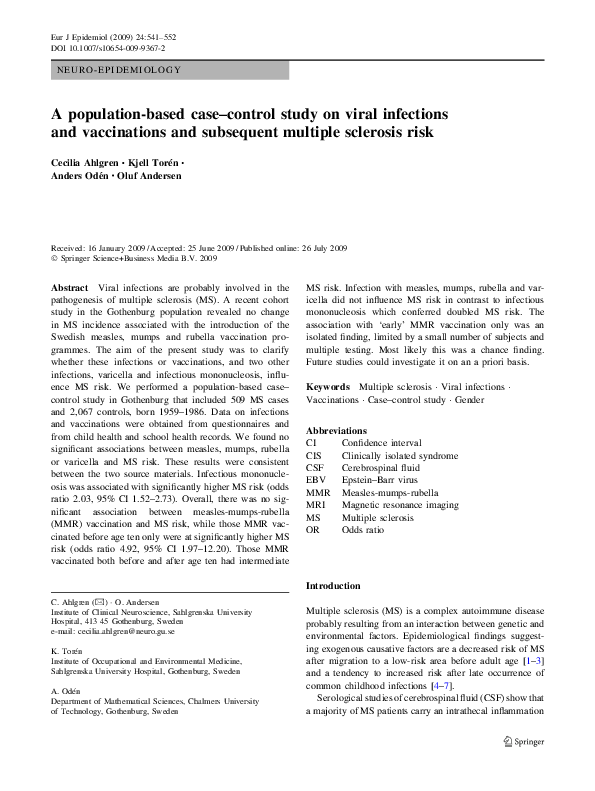 (PDF) A population-based case–control study on viral infections and ...