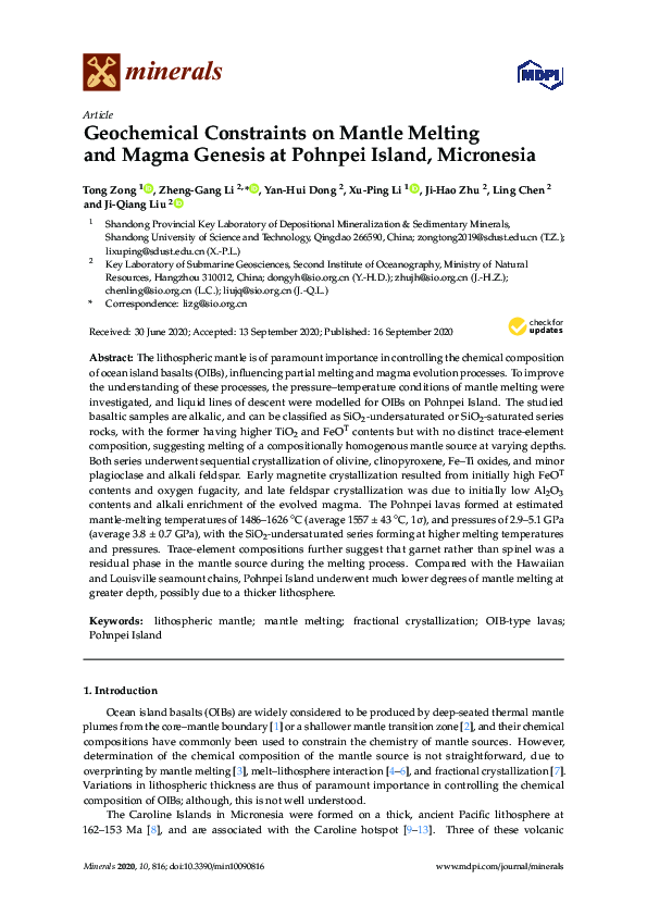 (PDF) Geochemical Constraints on Mantle Melting and Magma Genesis at ...