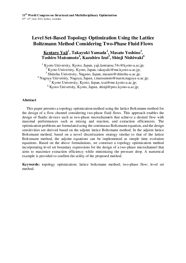 (PDF) Level Set-Based Topology Optimization Using the Lattice Boltzmann Method Considering Two ...