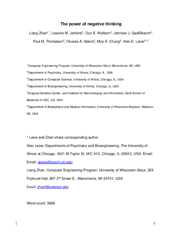 (PDF) The power of negative thinking