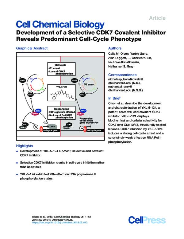 (PDF) Development of a Selective CDK 7 Covalent Inhibitor Reveals ...