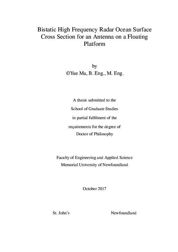 (PDF) First-order bistatic high-frequency radar ocean surface cross-section for an antenna on a ...