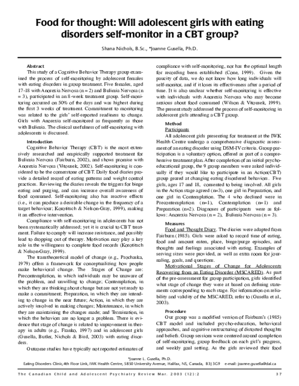 (PDF) Food for thought: Will adolescent girls with eating disorders ...