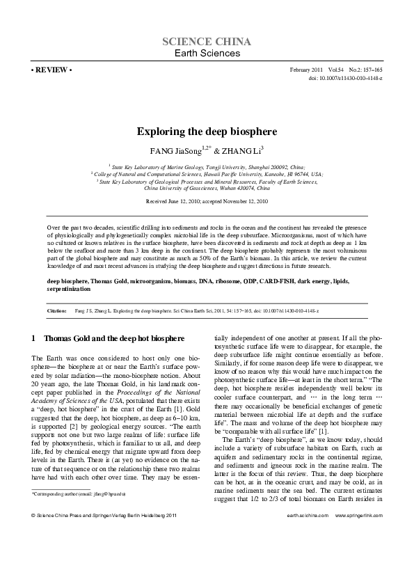 (PDF) Exploring the deep biosphere