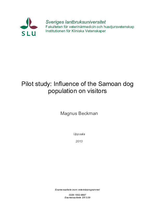 (PDF) Pilot study: influence of the Samoan dog population on visitors