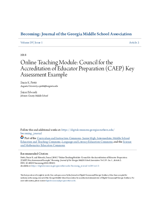 (PDF) Online Teaching Module: Council for the Accreditation of Educator ...