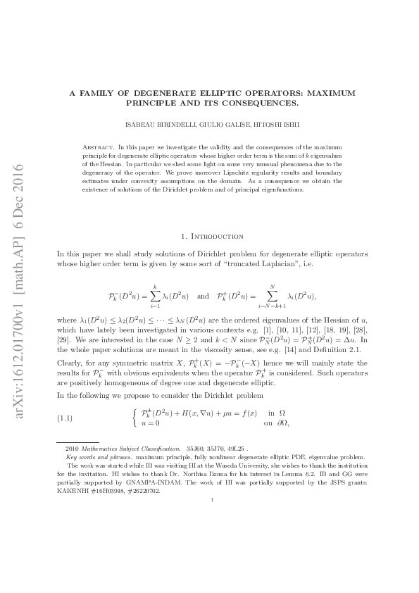 (PDF) Degenerate Elliptic Operators: Maximum Principle