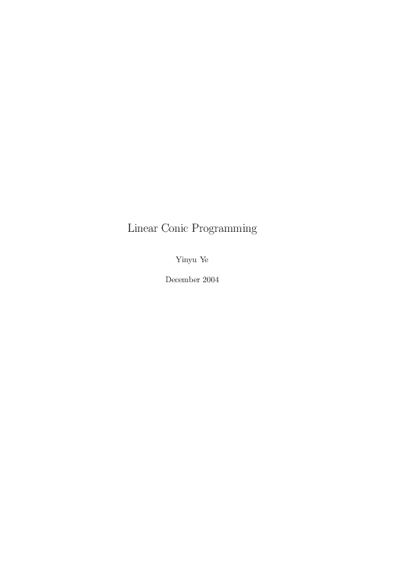 Pdf Linear Conic Programming Yinyu Ye