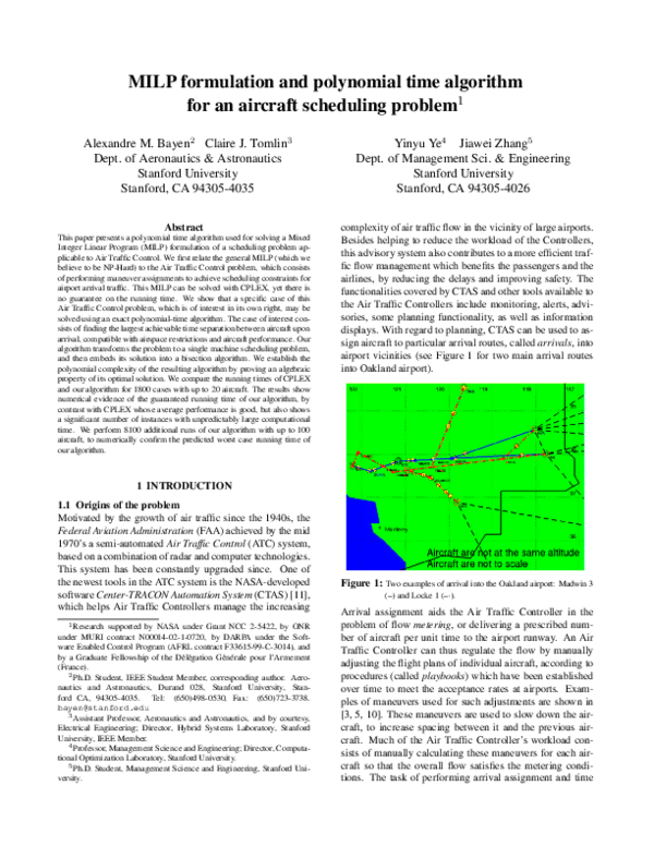 Pdf Milp Formulation And Polynomial Time Algorithm For An Aircraft Scheduling Problem Yinyu