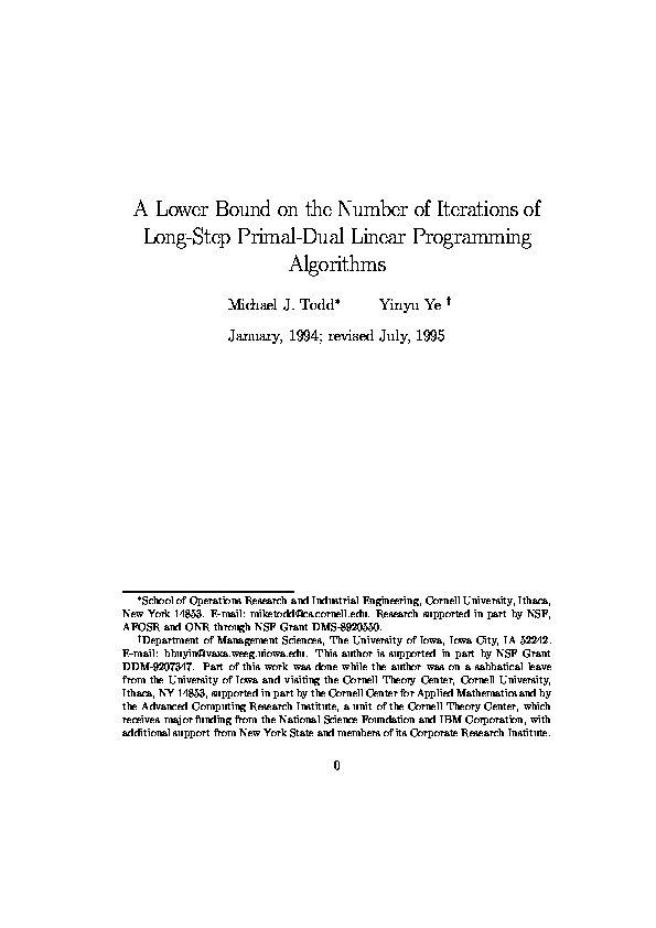 (PDF) A lower bound on the number of iterations of long-step primal-dual linear programming ...