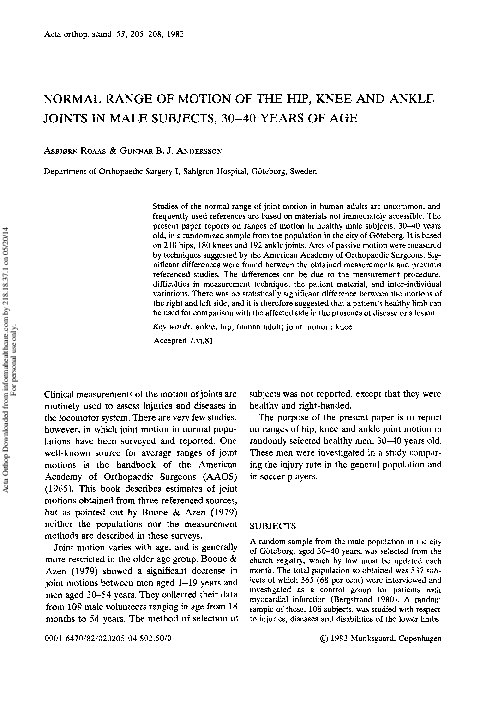 (PDF) Normal Range of Motion of the Hip, Knee and Ankle Joints in Male ...