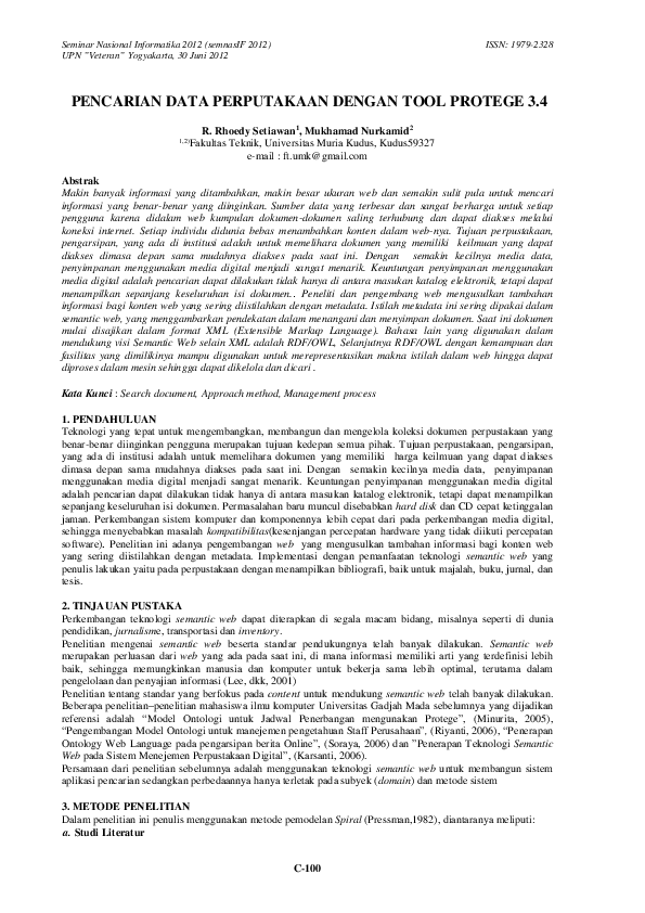 (PDF) Pencarian Data Perputakaan Dengan Tool Protege 3.4