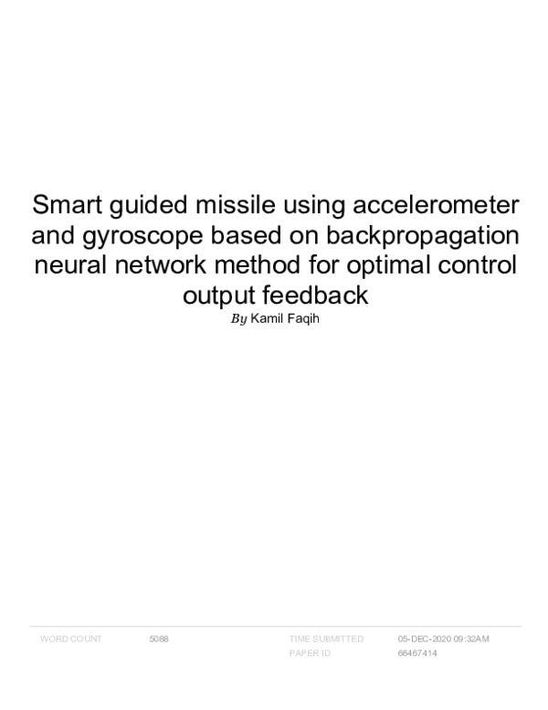 (PDF) Smart guided missile using accelerometer and gyroscope based on backpropagation neural ...