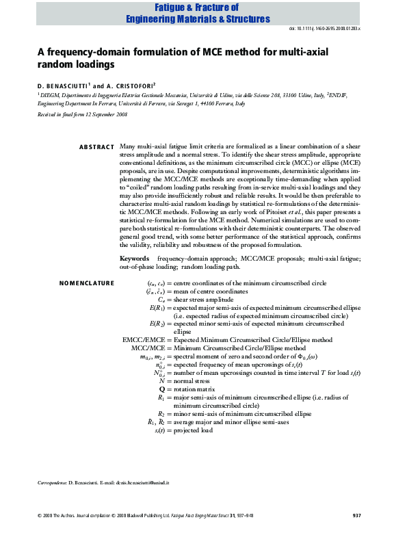 Pdf A Frequency Domain Formulation Of Mce Method For Multi Axial