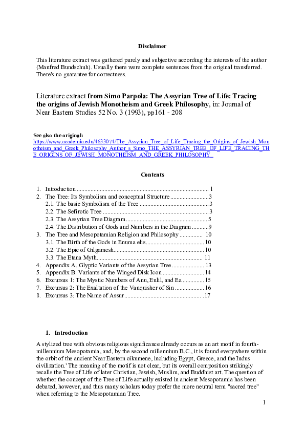 (PDF) Literature extract from Simo Parpola: The Assyrian Tree of Life ...