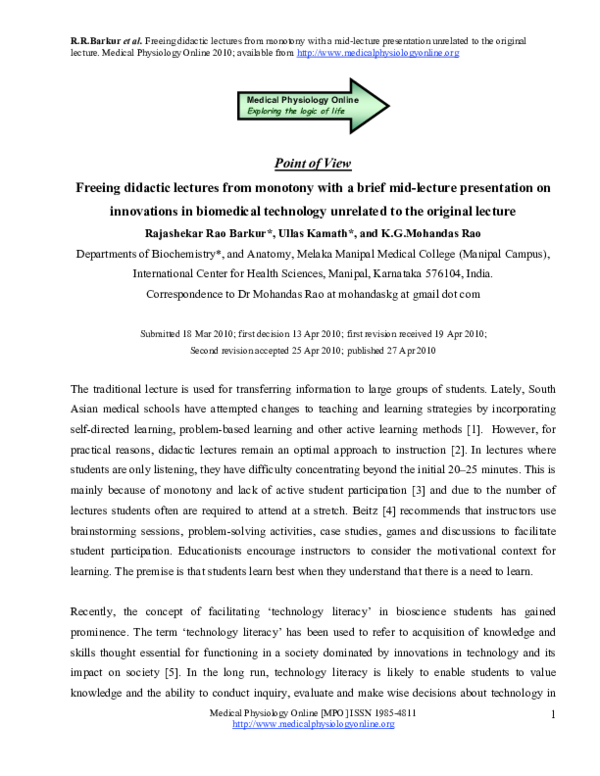 (PDF) Freeing didactic lectures from monotony with a brief mid-lecture ...