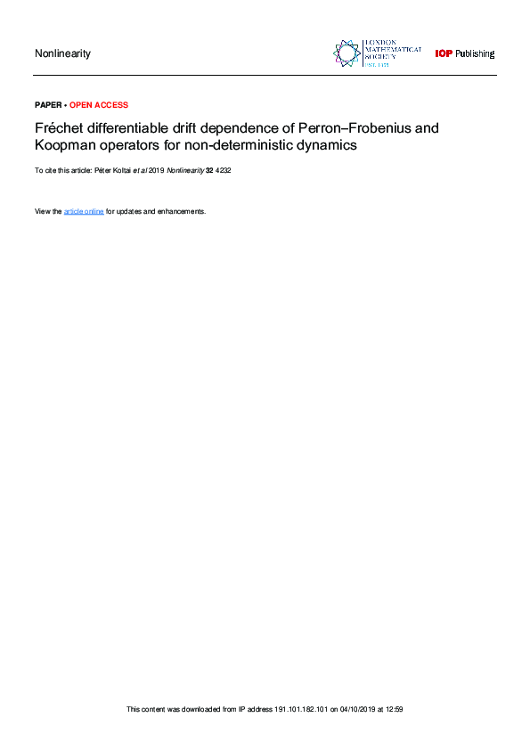 (PDF) Fréchet differentiable drift dependence of Perron–Frobenius and ...
