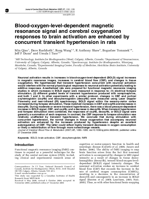 (PDF) Blood oxygen level-dependent magnetic resonance imaging using T2-prepared steady-state ...
