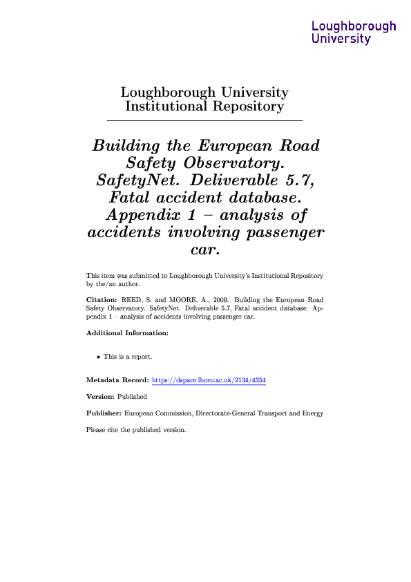 (PDF) Building the European Road Safety Observatory. SafetyNet ...