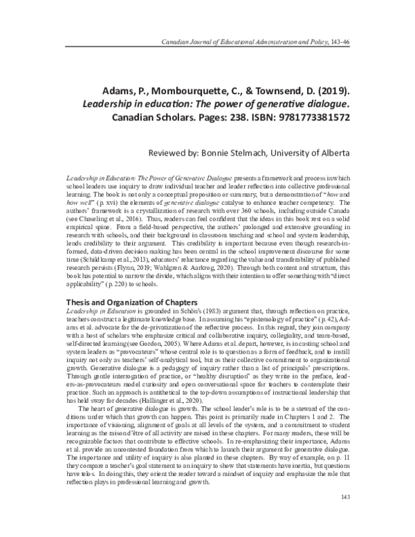 (PDF) Leadership in education : The power of generative dialogue