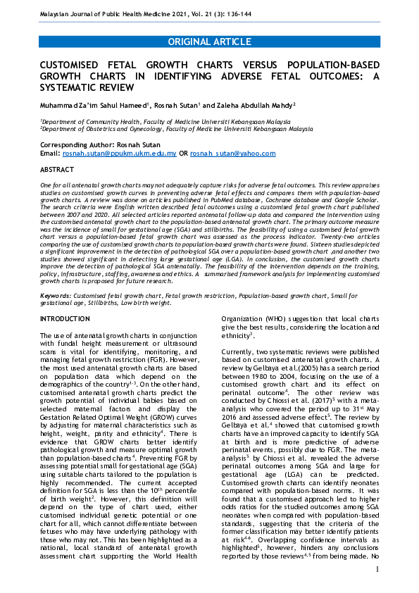 (PDF) Customised Fetal Growth Charts Versus Population-Based Growth ...
