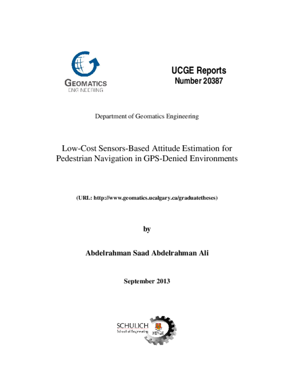 Pdf Low Cost Sensors Based Attitude Estimation For Pedestrian Navigation In Gps Denied