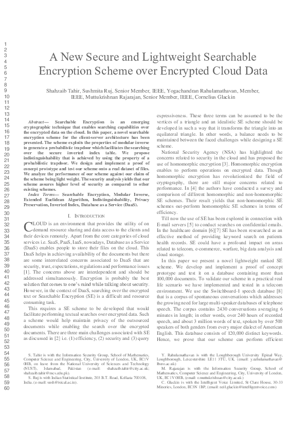(PDF) A New Secure and Lightweight Searchable Encryption Scheme over Encrypted Cloud Data