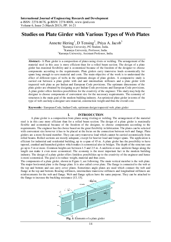(PDF) Studies on Plate Girder with Various Types of Web Plates