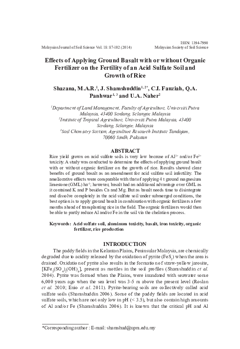 (PDF) Effects of applying ground basalt with or without organic ...